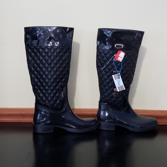 Posh Wellies | Shoes | Posh Wellies Black Diamond Quilted Tall Rain ...